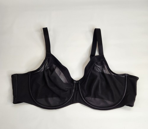 Curvy Couture Women's Sheer Mesh Full Coverage Unlined Underwire Bra Sz ...