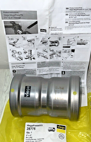Viega Mega Coupling w/Stop P1xP2 Press Carbon Steel 3" x 3" 28775 | eBay