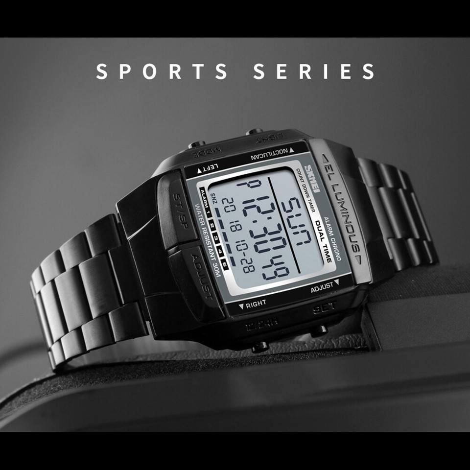 SKMEI Men Digital Watch Stainless Steel Band Fashion Wristwatch ...