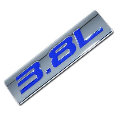 CHROME/BLUE METAL 3.8L ENGINE RACE MOTOR SWAP EMBLEM BADGE FOR TRUNK ...
