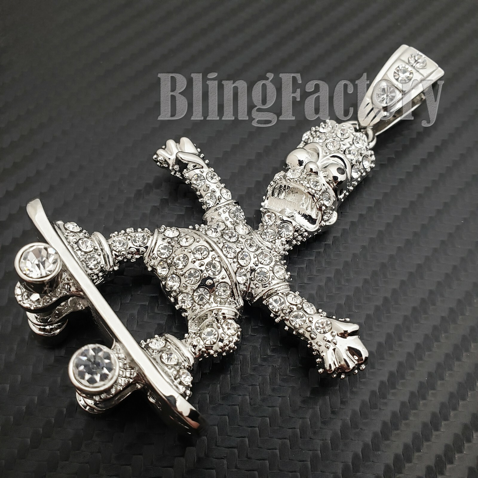 Hip Hop Simpsons Skateboard pendant & 20" Iced Cuban Choker Chain Bling ...