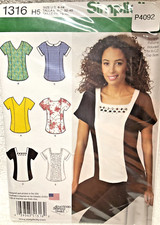 Simplicity Sewing Pattern 1316 Misses Women Top H5 6-14 Uncut for sale ...