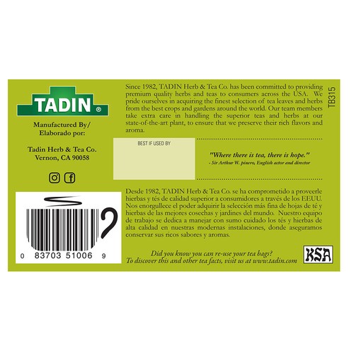 Tadin Riñosan Herbal Tea. Aids Digestive Health. 24 Teabags. 1.01 oz ...