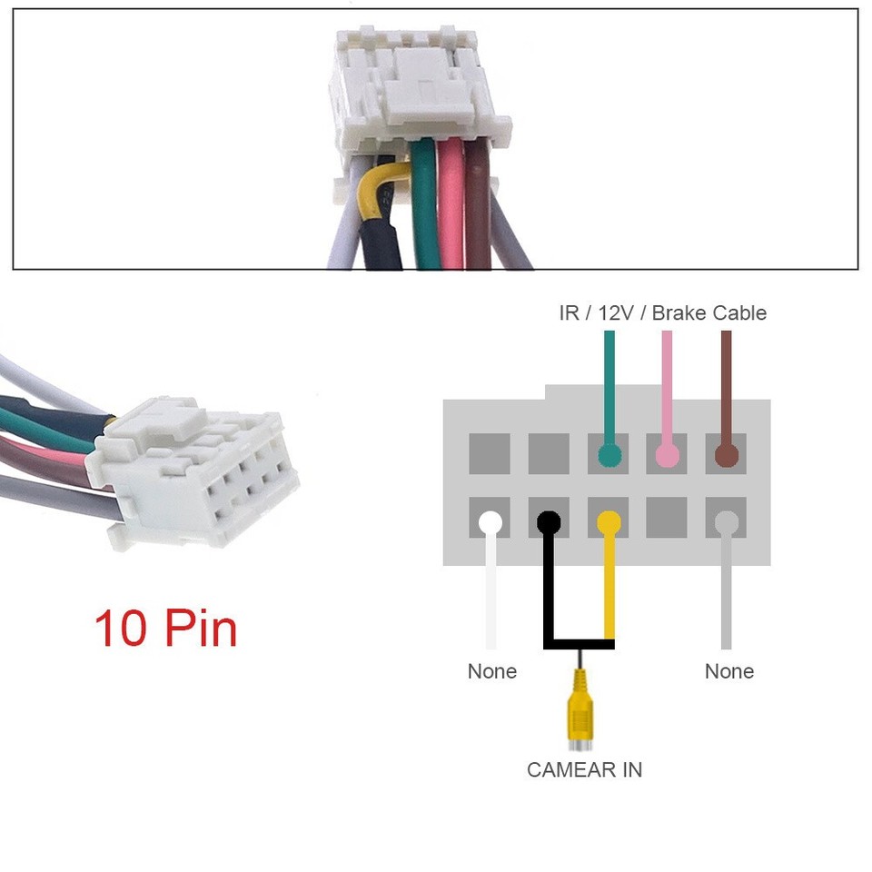 10Pin Car Android Radio RCA Rear View Camera Video Input Cable Adapter ...