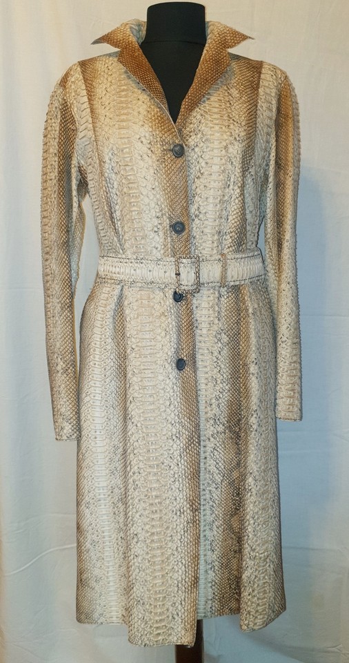 PRADA ~ Real snakeskin PYTHON trench coat ~ sz: S / M ; 42 * AUTHENTIC ...