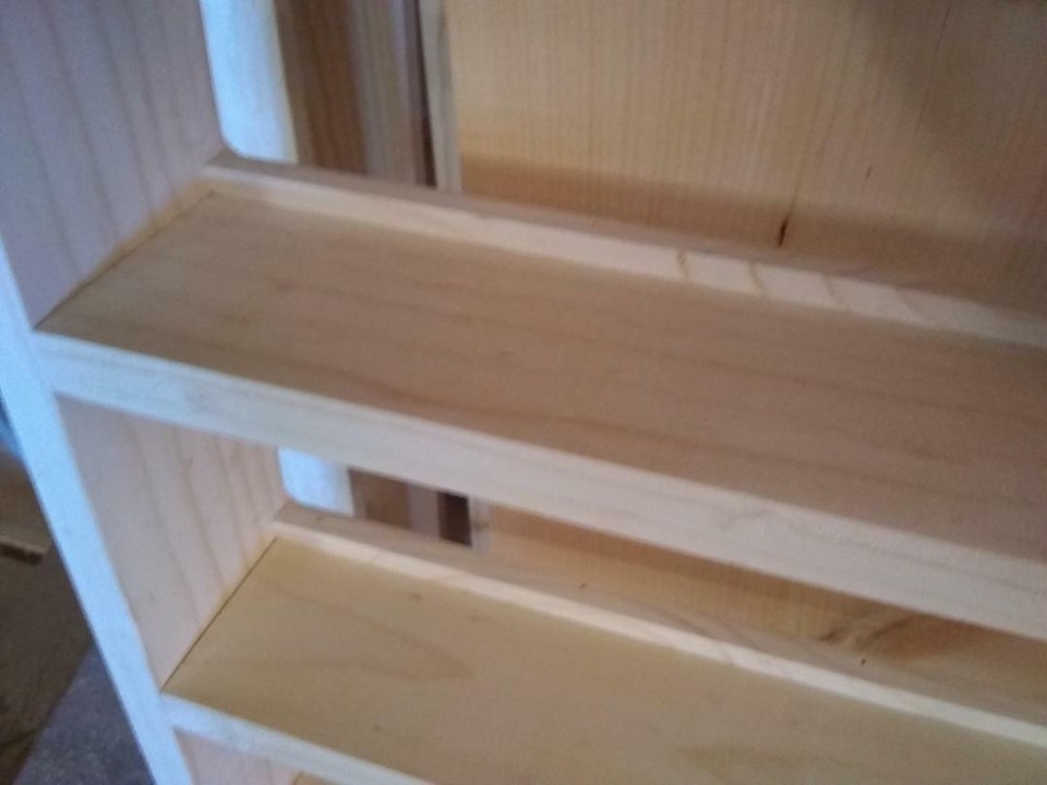 6 SHELF 15 X 45.1/4 SOLID PINE WOOD SPICE RACK, WALL MOUNT WITH 3 ...