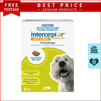 INTERCEPTOR Spectrum 6 Doses Heartworm Control for Dogs 4 to 11 Kg ...