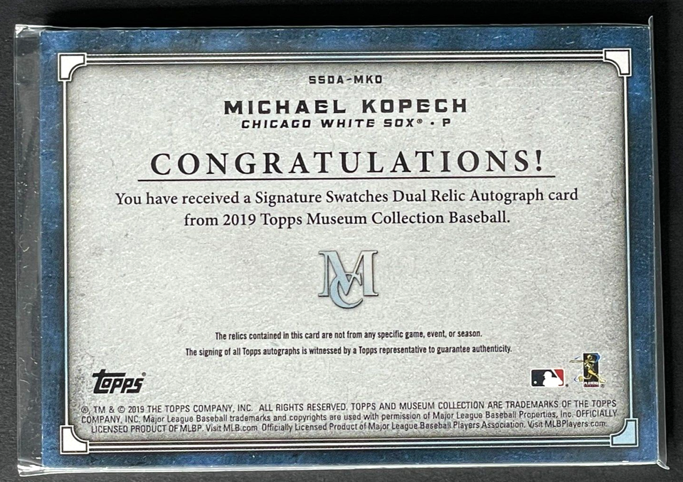2019 Museum Collection Signature Swatches Michael Kopech Relic Auto ...