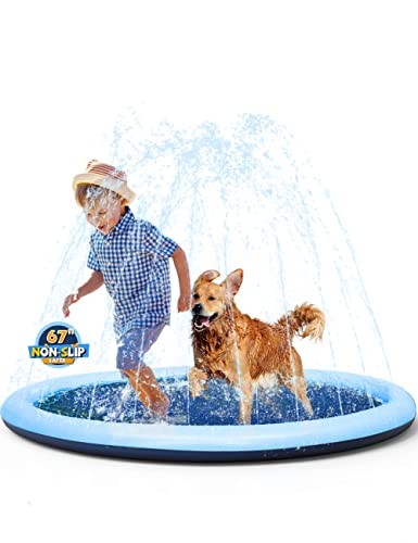 Non-Slip Splash Pad for Kids and Dog, Thicken Sprinkler Pool 67 inch ...