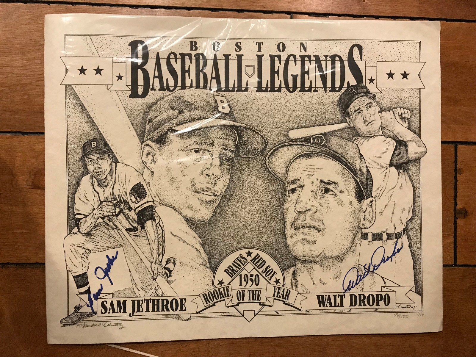 1950 Rookies of the Year lithograph Dual-signed Walt Dropo & Sam ...