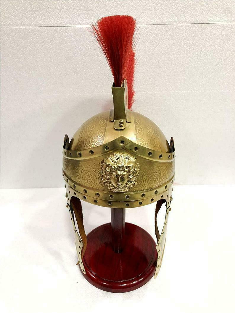 Medieval Roman Centurion Vintage Helmet Armour Red Crest Plume ...