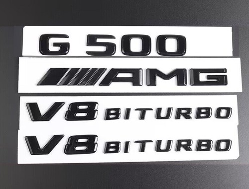 4pcs NEW G500 AMG V8 Biturbo Gloss Black Badge Emblem for Mercedes Benz ...