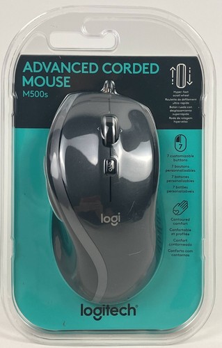 LOGITECH M500s Advanced Corded Optical Mouse 7-Button 910-005783 Black ...