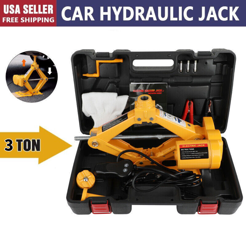 Scissor Jack Set 3 Ton Car Auto Jack Kit 12V Electric/Manual Scissor ...