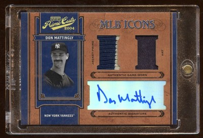 2004 PRIME CUTS DON MATTINGLY AUTOGRAPH GAME USED HAT+PATCH #ED 5/5 ...