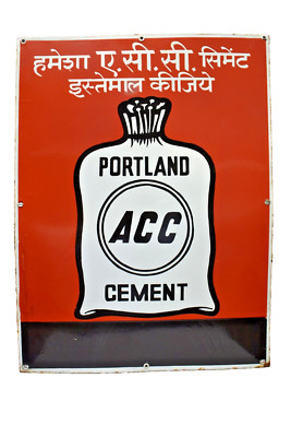 Vintage Porcelain Enamel Sign Portland ACC Cement Depicting Cement Bag ...