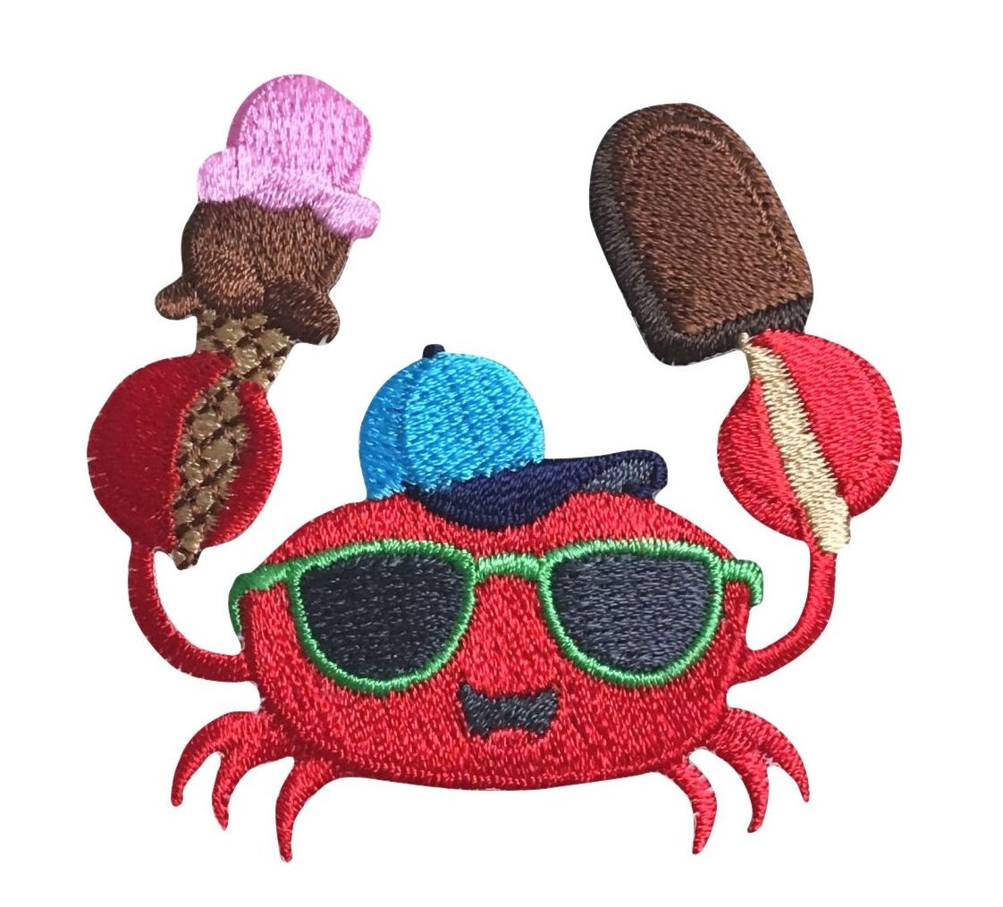 Crab Ice Cream Embroidered Iron On Patch - 155-O | eBay