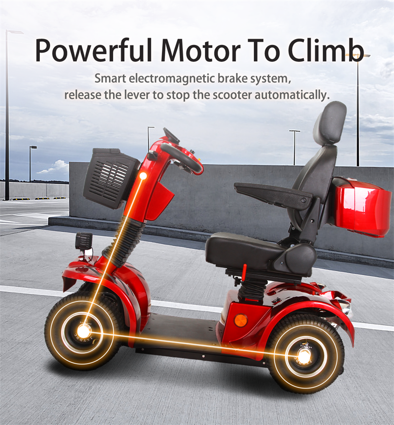4-Wheel Travel Mobility Scooter 500W 48V 20AH Battery Motor for Adult ...