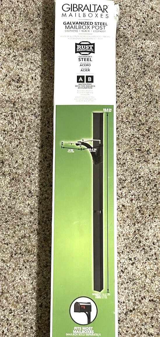 Gibraltar Mailboxes Galvanized Steel Black Mailbox Post NEW SEALED ...