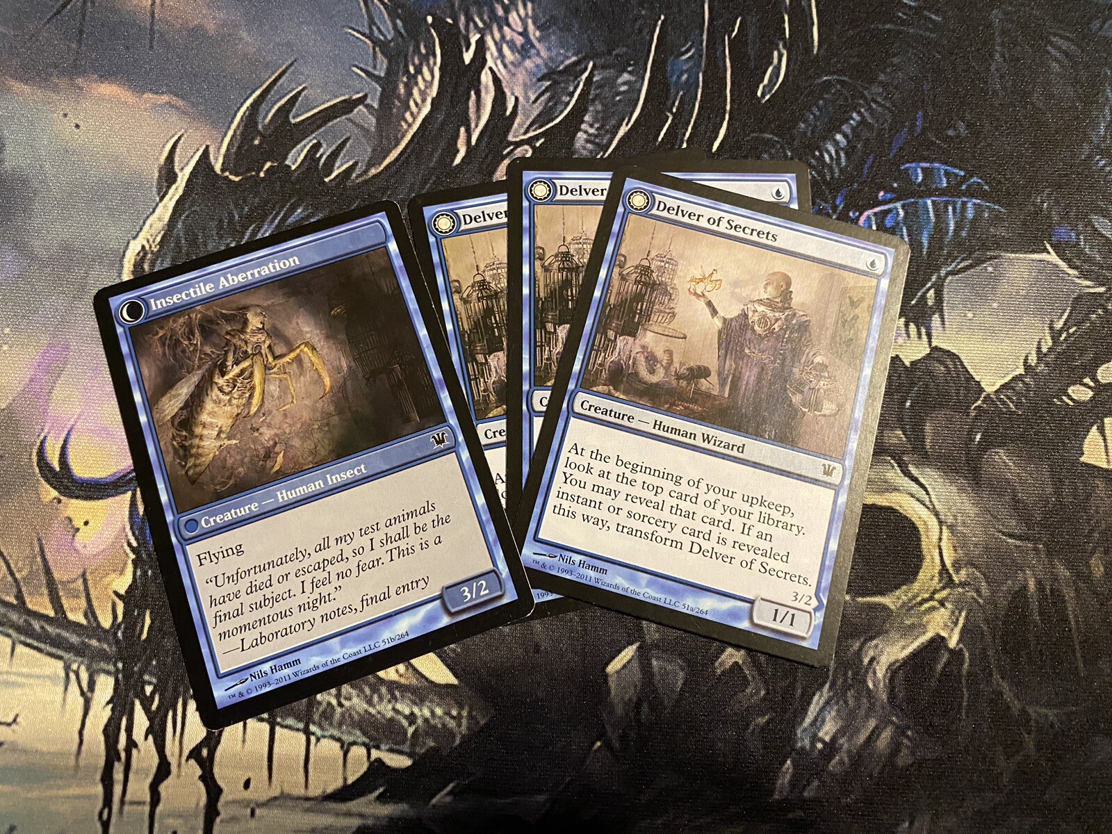 X4 Delver of Secrets/Insectile Aberration Innistrad 51a/264 Reg PLAYSET ...