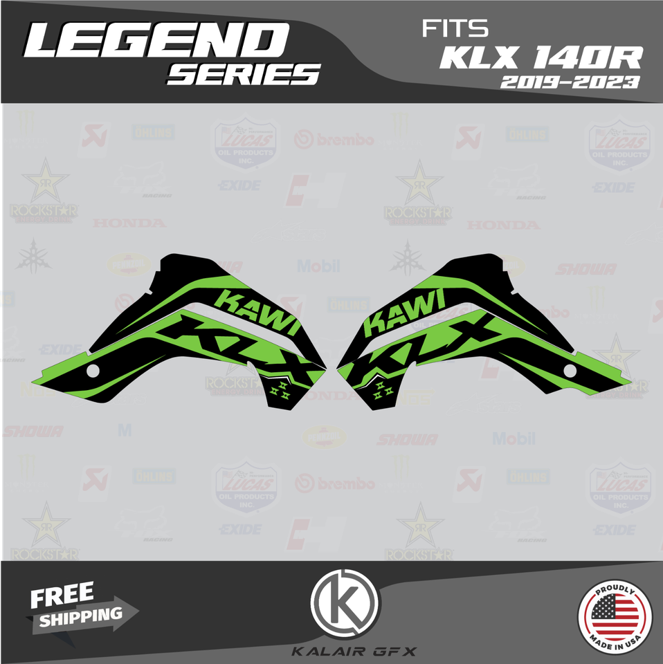 Graphics Kit for KAWASAKI KLX140R KLX140RL (2019-2023) Legend - Green ...