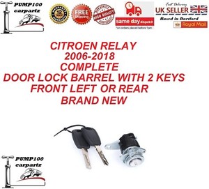 CITROEN RELAY 2006-2018 COMPLETE DOOR LOCK BARREL & KEYS SET FRONT LEFT ...