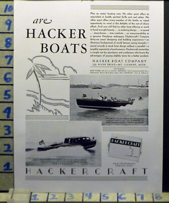 1930 HACKERCRAFT MOTOR WOOD SPEED BOAT MT CLEMENS MICH WATERCRAFT AD BF31 | eBay