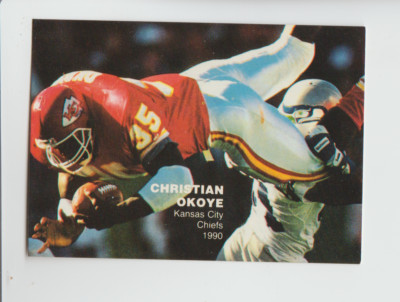 1990 Broder Type / Star Christian Okoye card, Kansas City Chiefs legend ...