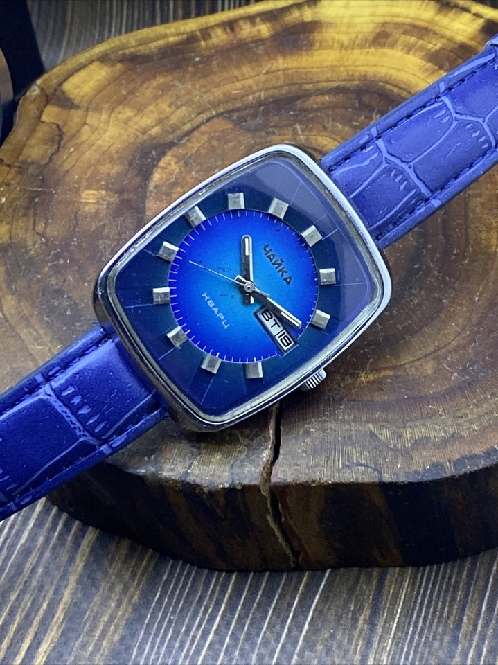 Watch Chaika Quartz Rezonator 3050 Soviet electronic-mechanical Blue ...