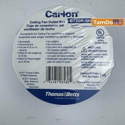 Thomas & Betts - Carlon Nonmetallic Ceiling Fan Outlet Box - B720R-SHK ...