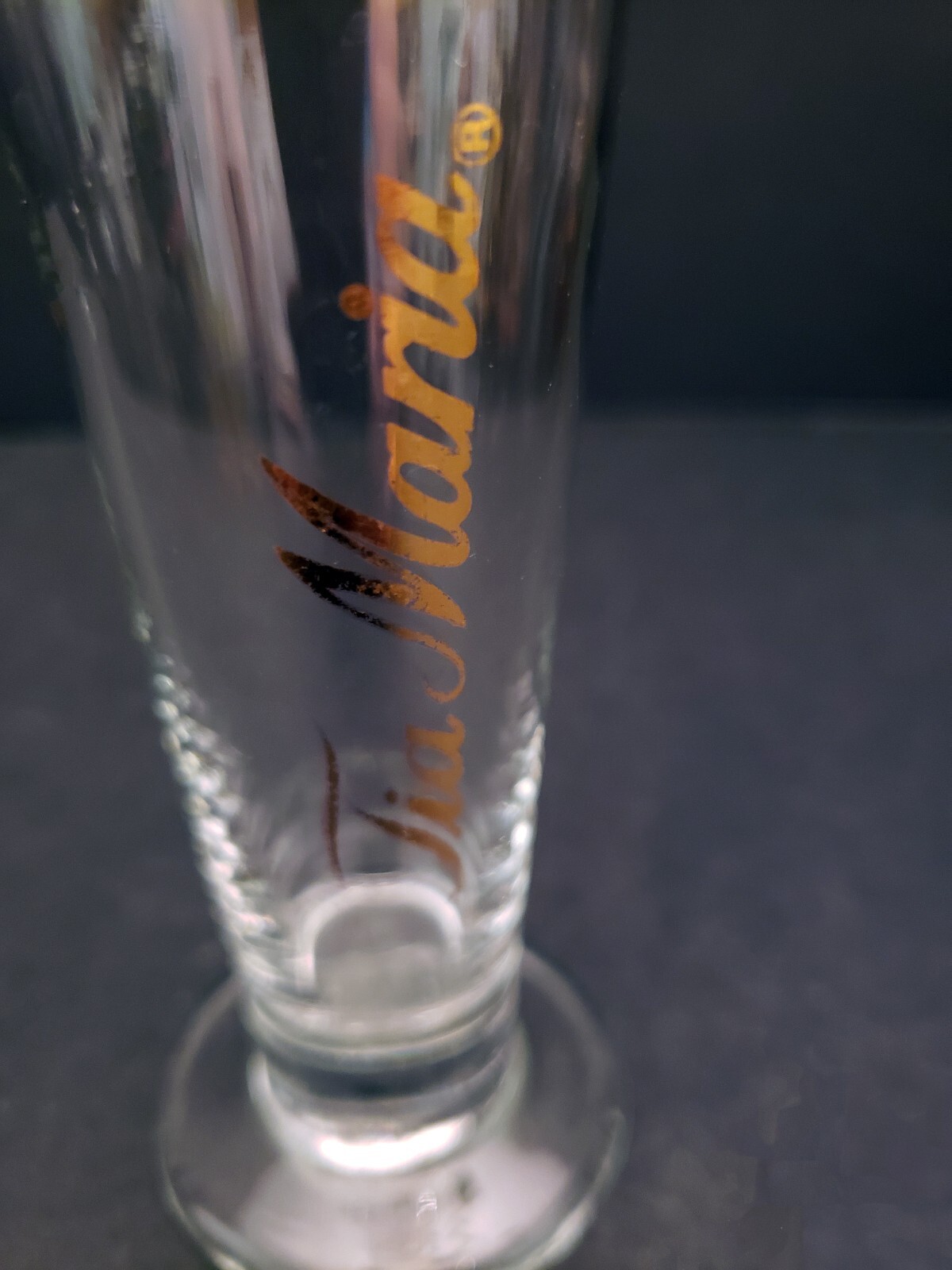 Tia Maria Shot Glass Long Gold Script Barware Footed Vintage | eBay