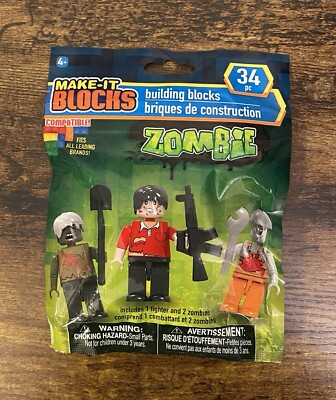 Make-It Blocks Set Fighter & Zombie Figures Building Blocks Fits ...