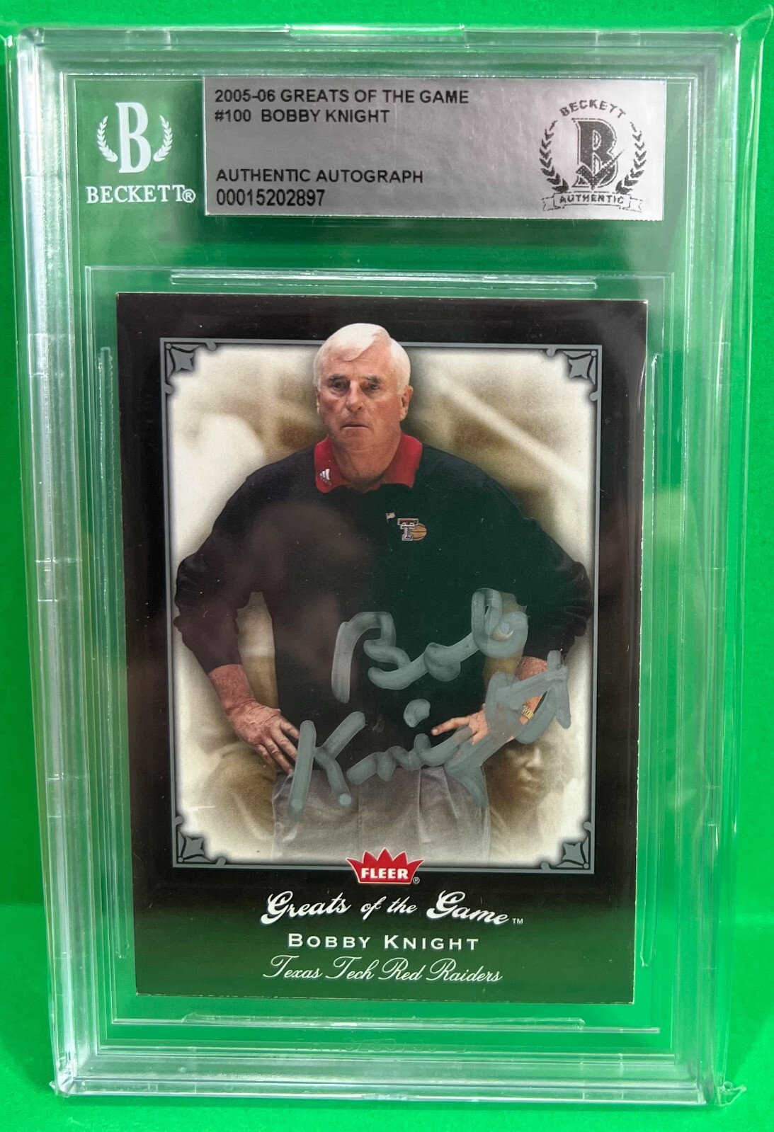 🏀BOBBY KNIGHT 2005-06 Greats Of The Game #100 ️Signed/Auto BAS Slabbed ...