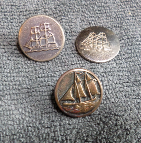 3 Vintage Antique Metal Picture Buttons SAILING SHIPS | eBay