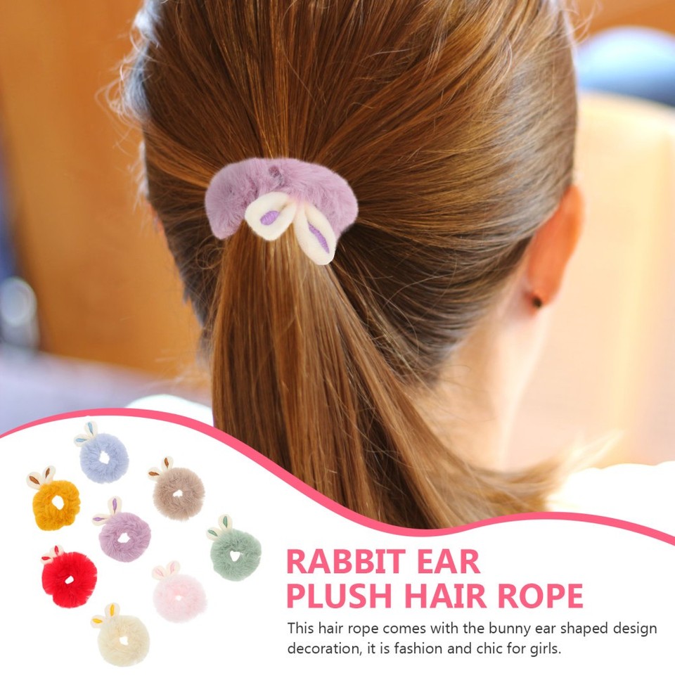 8 Pcs Hair Ties Rabbit Bunny Ear Ears Cute Scrunchies Girls Accessories ...