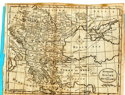 1792 ORIG MAP OF TURKEY & HUNGARY BY KITCHIN WM GUTHRIE BOOK NEW ...