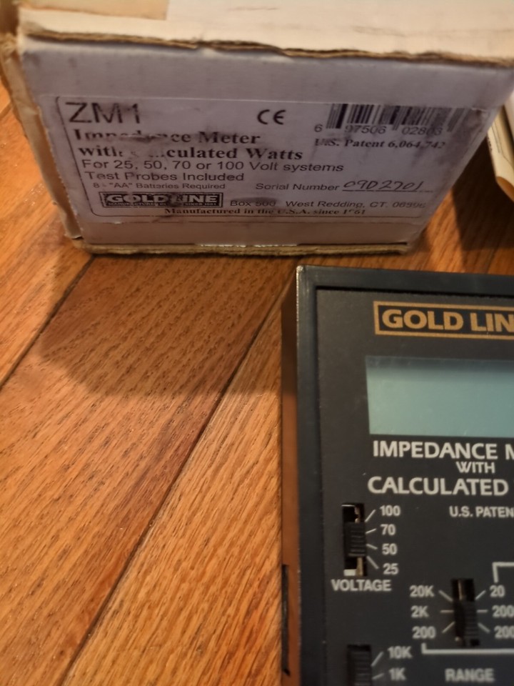 GOLD LINE ZM1 Impedance Meter - Calc. Watts For 25,50,70, or 100 Volt ...
