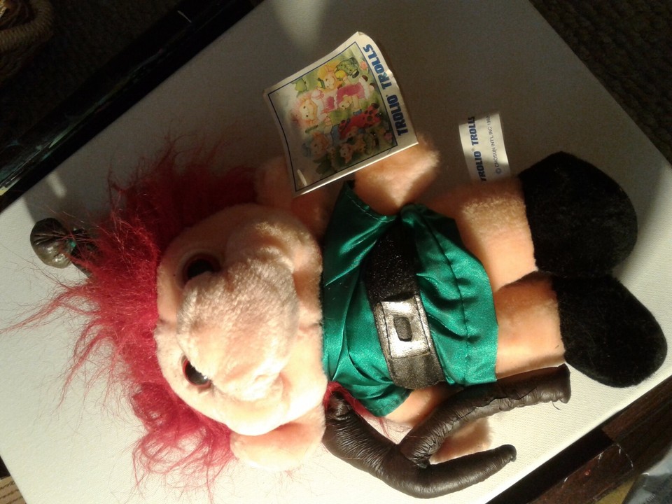 Vintage 1992 trolio troll 10x6in green orange stuff toy troll | eBay