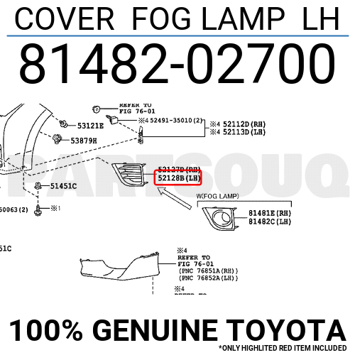 8148202700 Genuine Toyota COVER FOG LAMP LH 81482-02700 | eBay