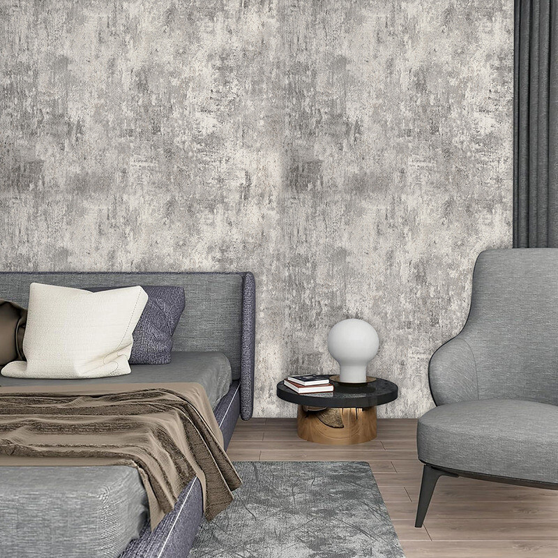 Distressed Stone Wallpaper Metallic Textured Concrete Cove Charcoal ...