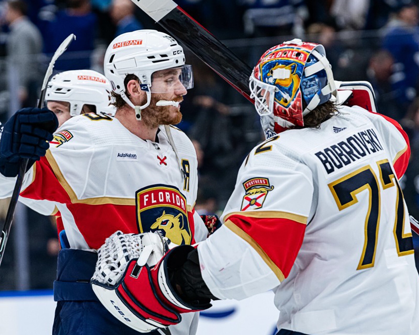 Tkachuk Bobrovsky Post-Game Win Hug Florida Panthers 8x10 NHL Photo | eBay
