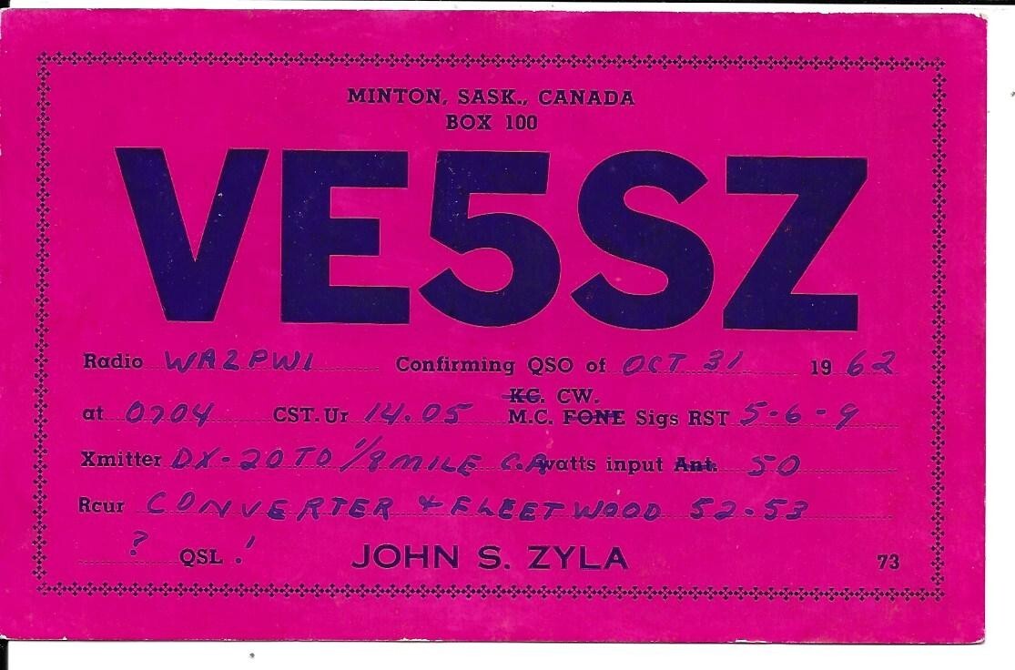 QSL 1962 Minton SK Canada radio card | eBay