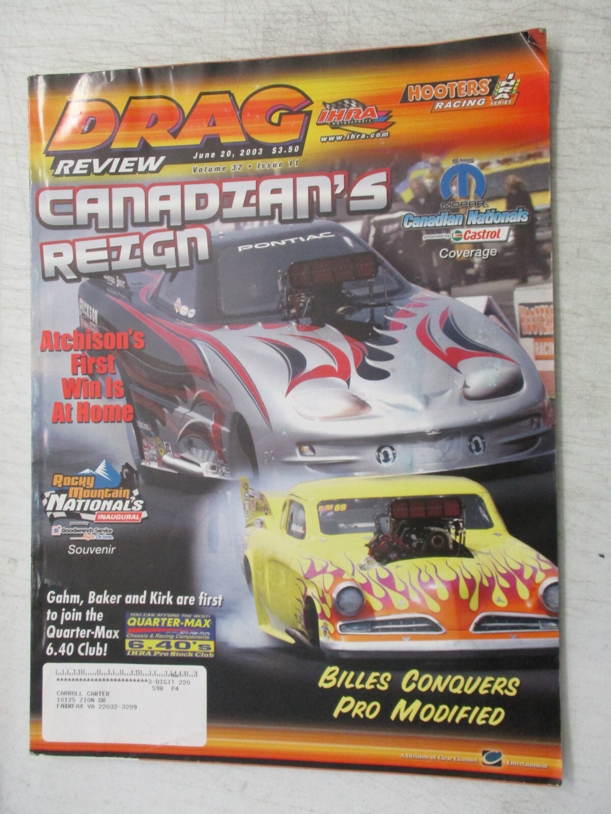 IHRA DRAG REVIEW MAGAZINE JUNE 20, 2003 CANADIAN NATIONALS ATCHISON ...
