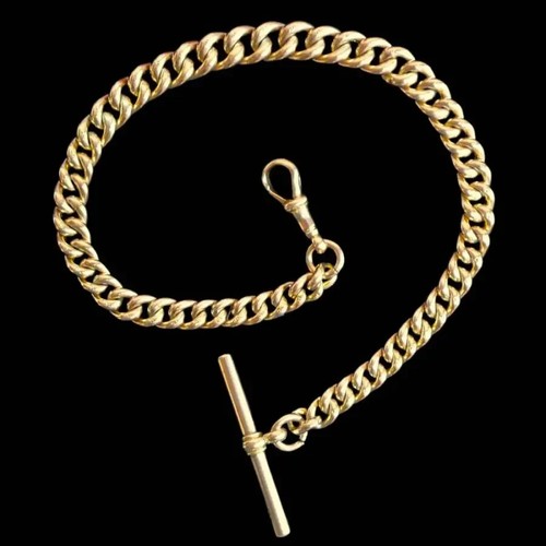 Antique Single Albert Watch Chain 9ct Yellow Gold– 20.0g - Length 11 ...