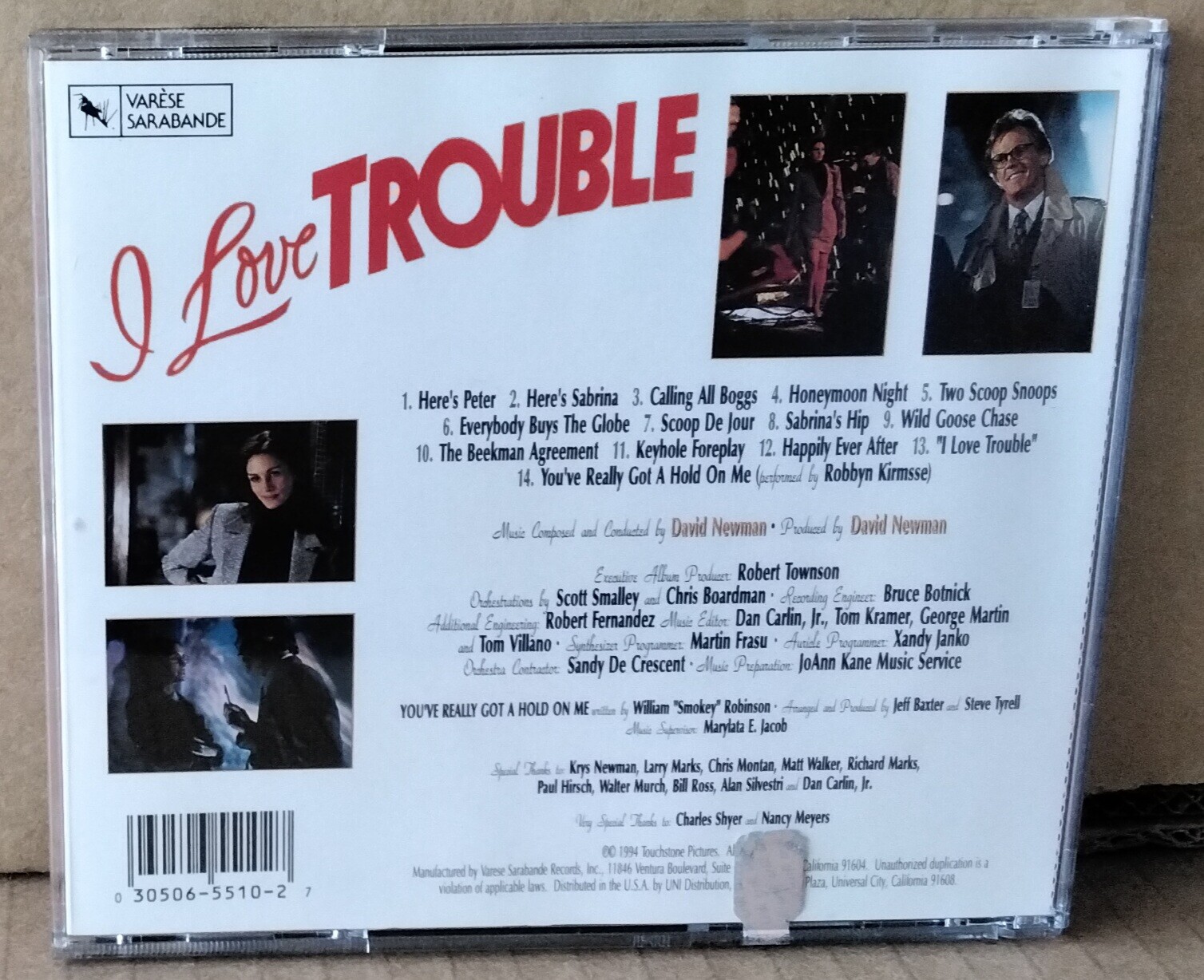 I LOVE TROUBLE - Soundtrack DAVID NEWMAN 1994 VARESE SARABANDE VSD-5510 ...