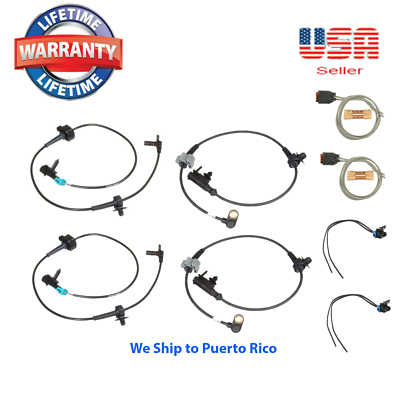 4 ABS Wheel Speed Sensor Front Rear L & R W/Connector Fit:Cadillac ...