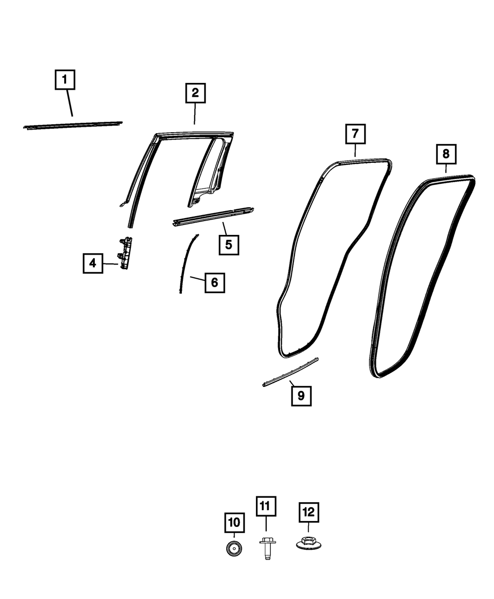 Genuine Mopar Door Glass Run With Glass Weatherstrip Right 68375958AE ...