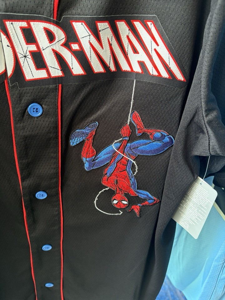 2025 Disney Parks Marvel Spiderman Baseball Jersey L XL NEW | eBay