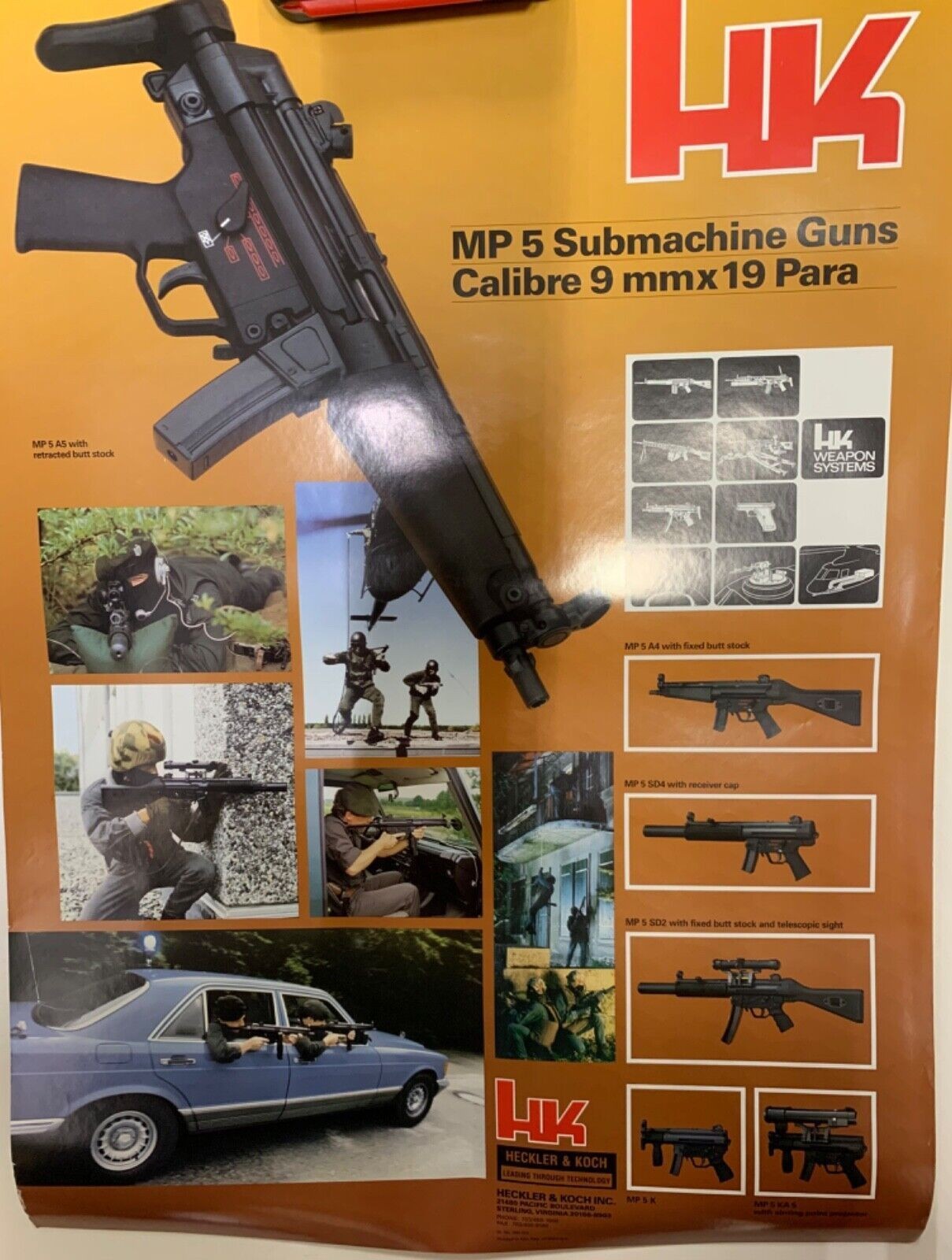 Vintage~H&K Heckler&Koch~Original Poster~MP5 Submachine Guns~printed in ...