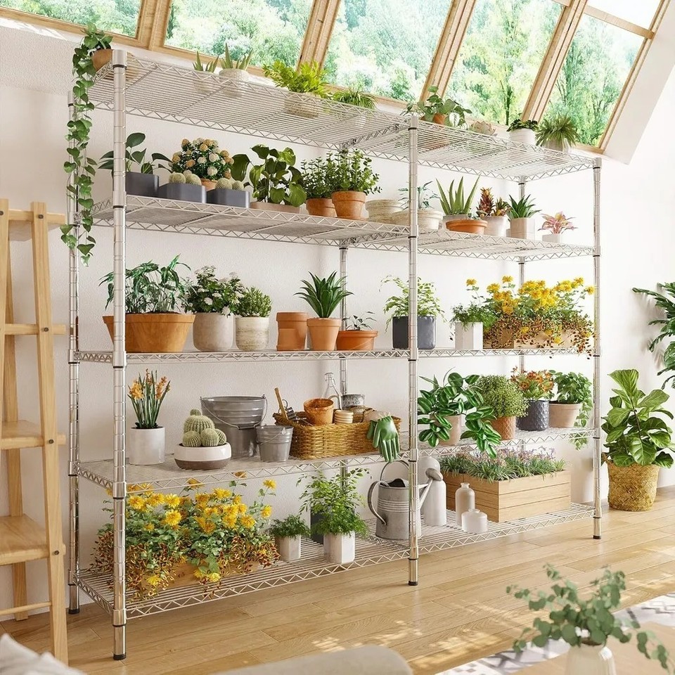 4/5Tier Wire Shelving Unit, Adjustable Metal Shelf, Heavy Duty Storage ...